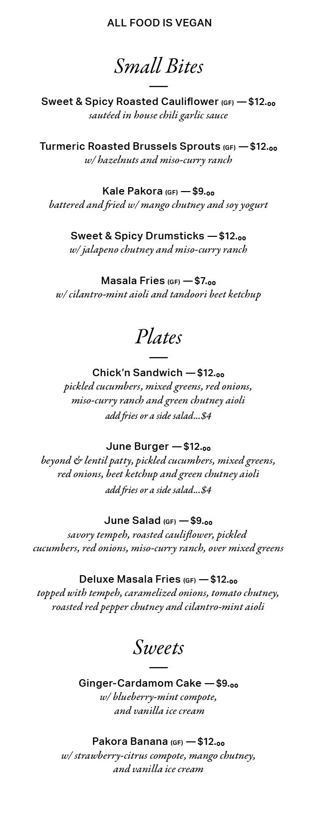 Menus — BAR JUNE
