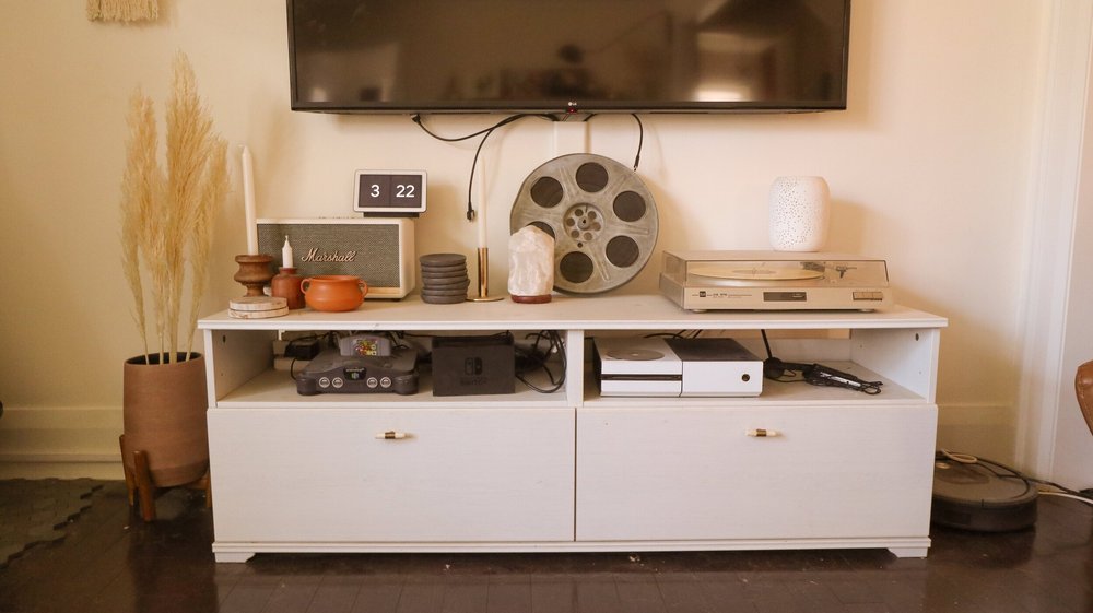 Woven Cane IKEA Hack Media Unit Upcycle! — The Sorry Girls