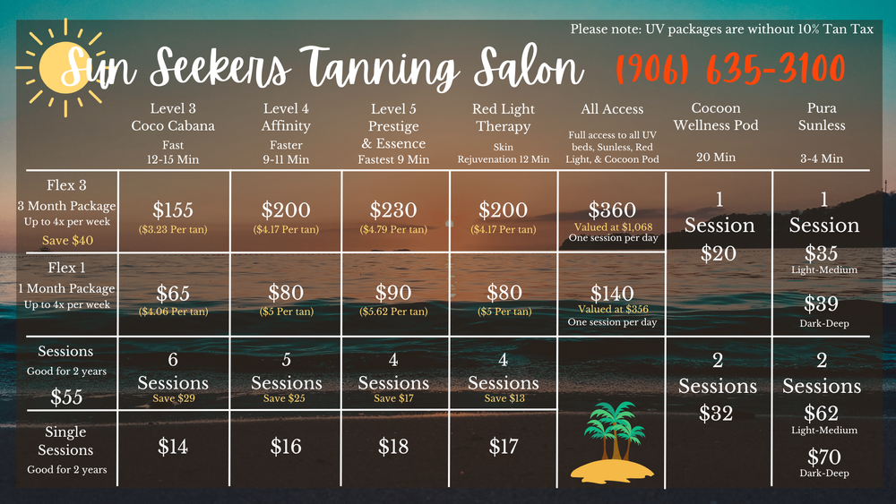 Pricing & Packages — Sun Seekers Tanning Salon