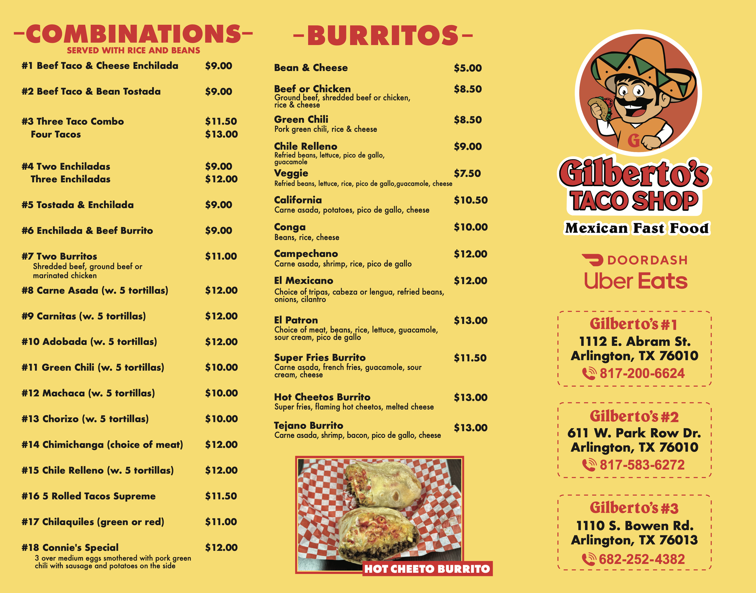 MENU — Gilbertos Taco Shop