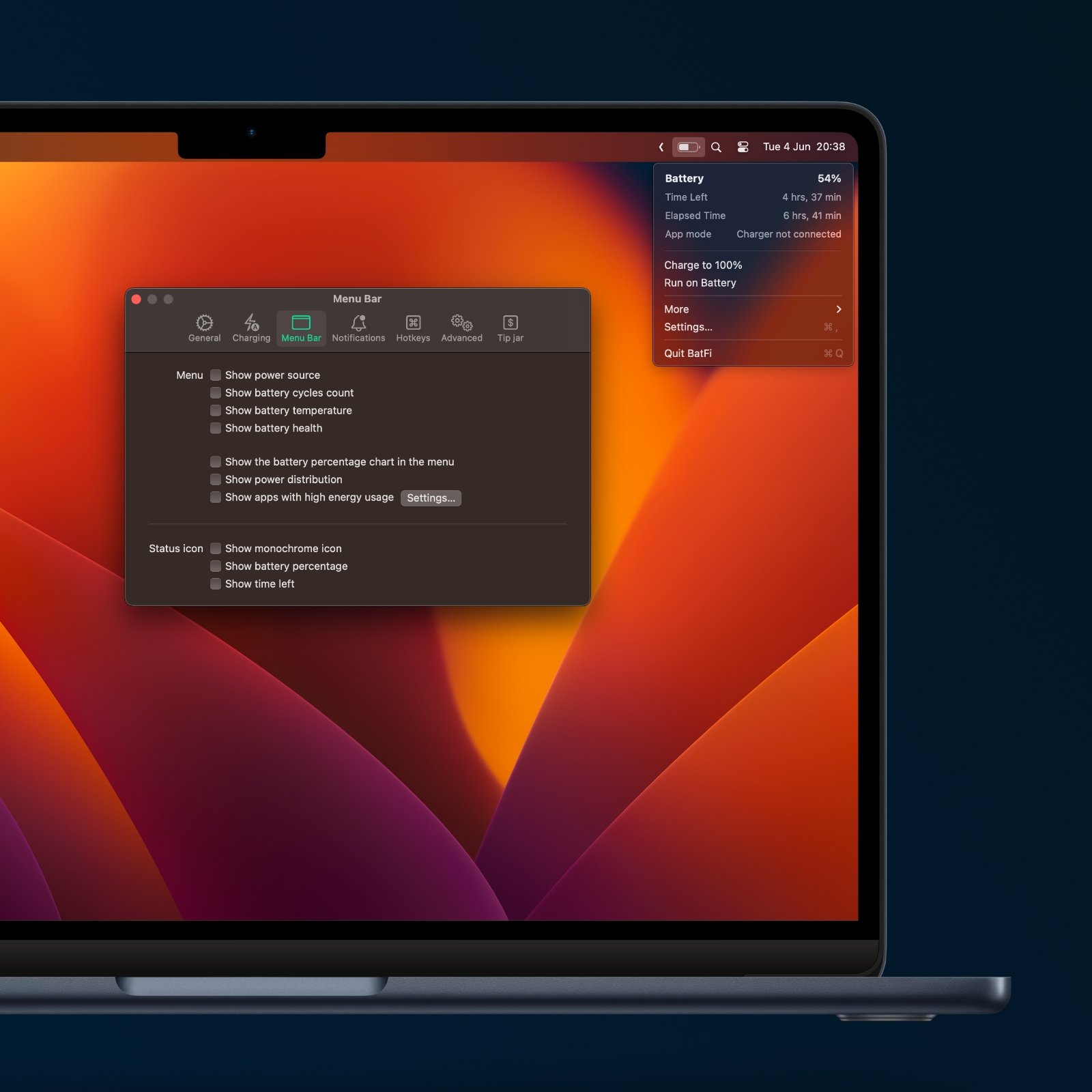 BatFi – maximize your Mac's battery lifespan — micropixels