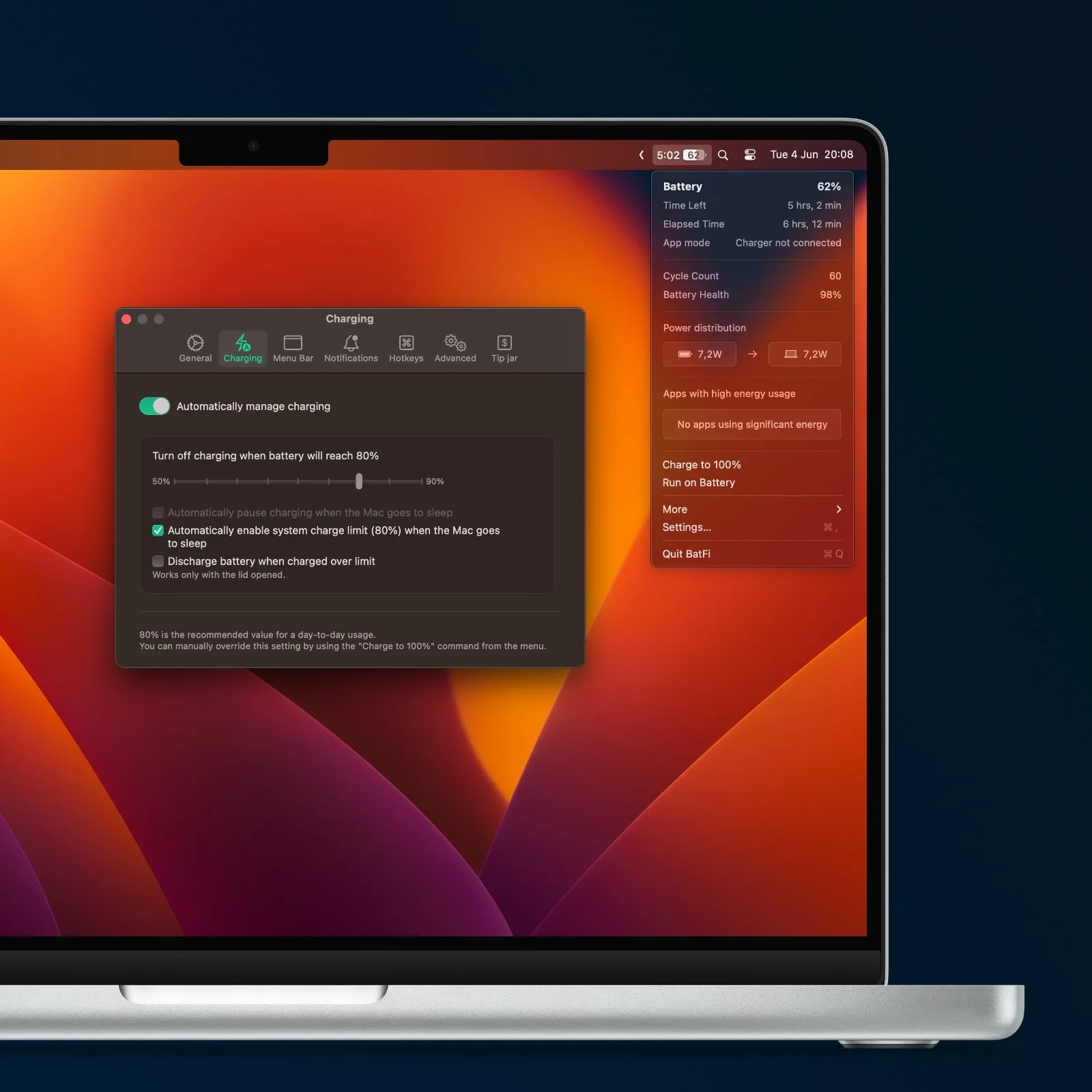 BatFi – maximize your Mac's battery lifespan — micropixels