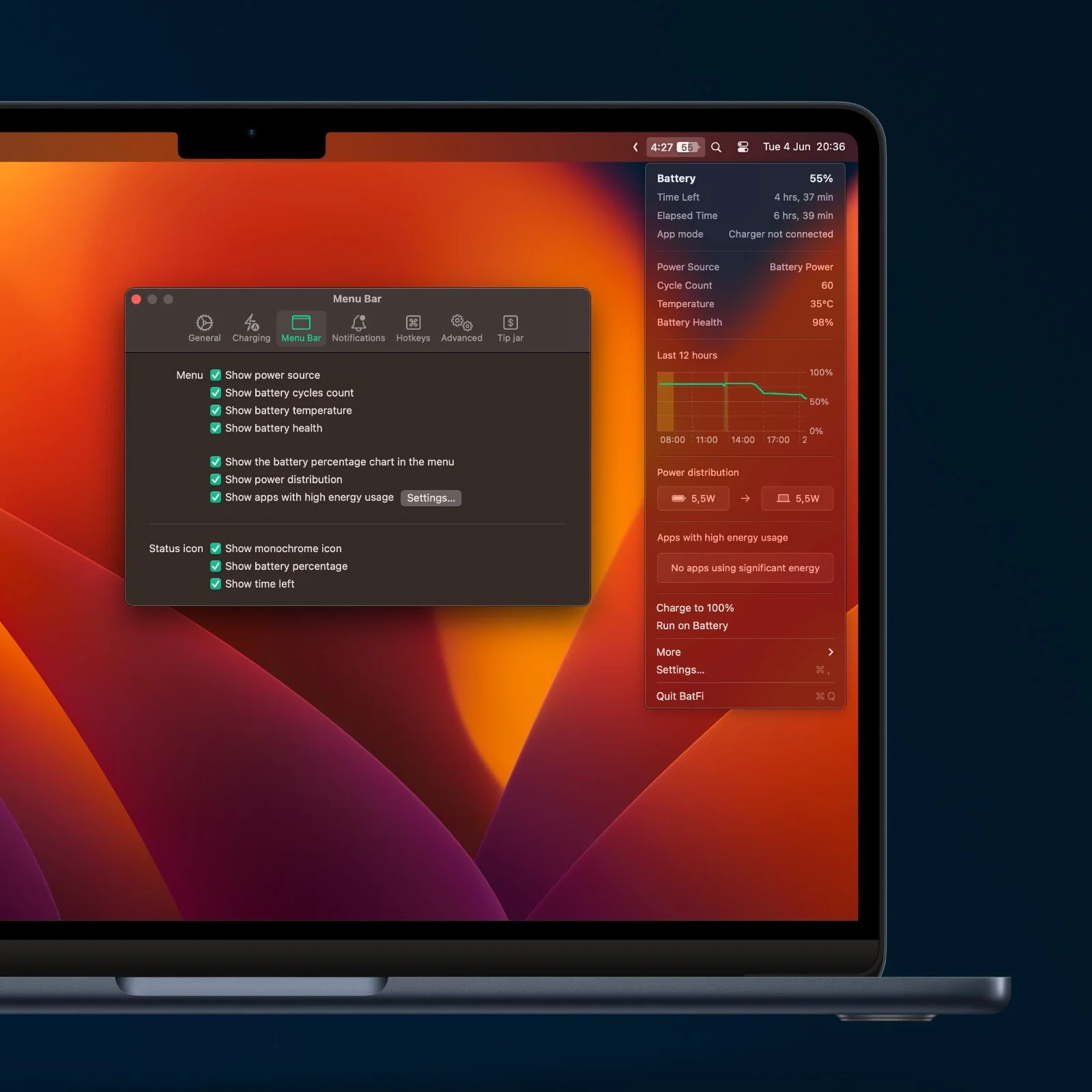 BatFi – maximize your Mac's battery lifespan — micropixels