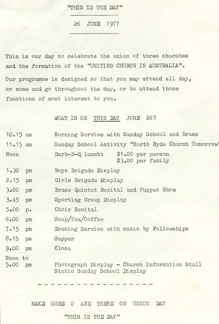 Our History — North Ryde Uniting Church