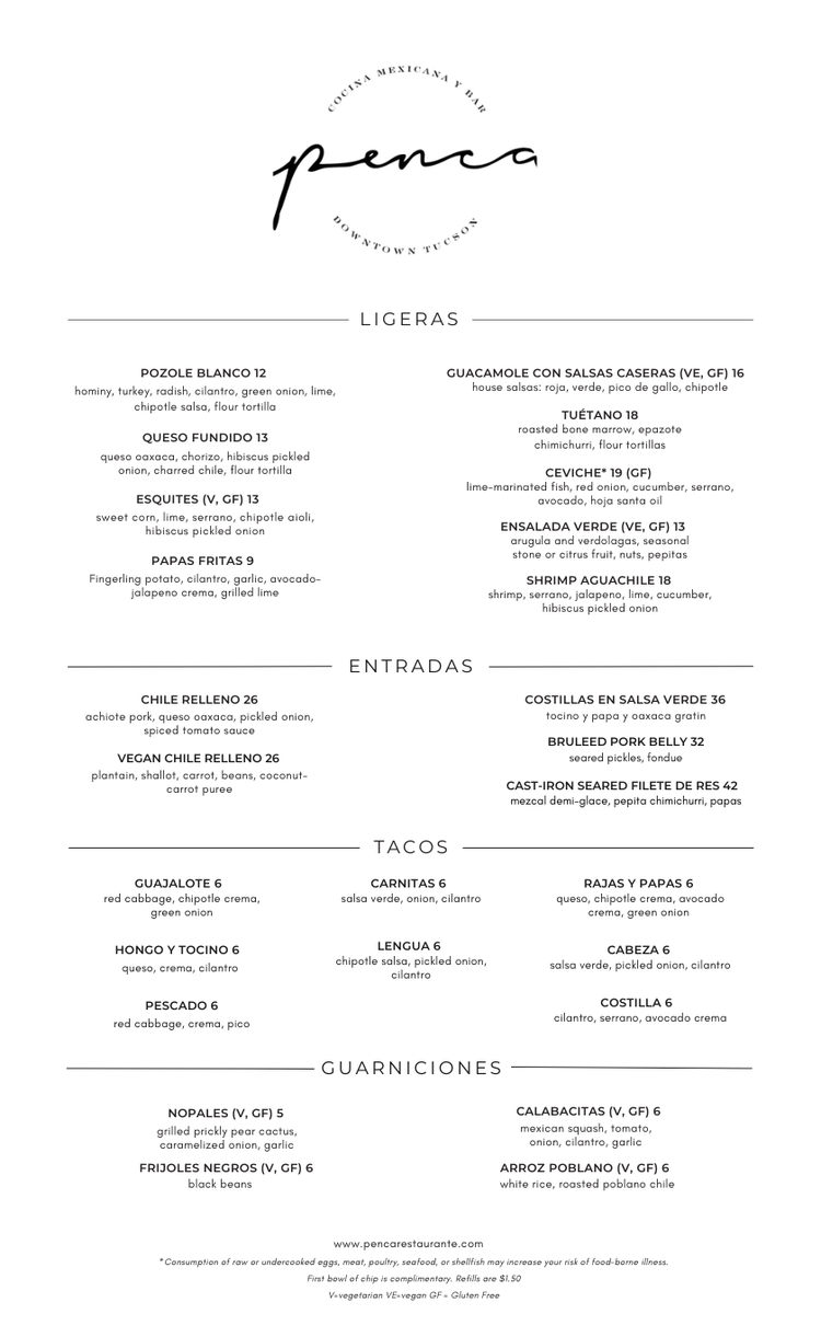 Menu — Penca Restaurante