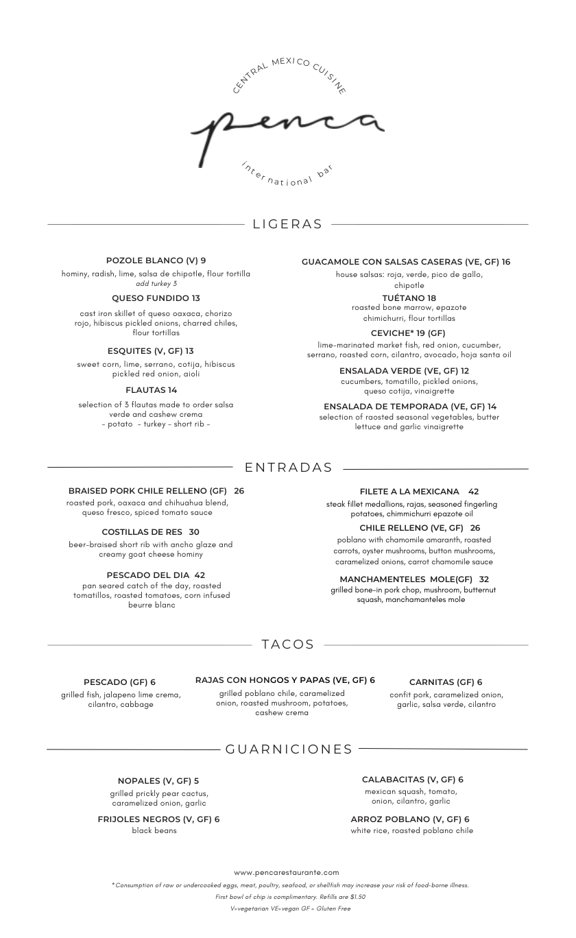 Menu — Penca Restaurante
