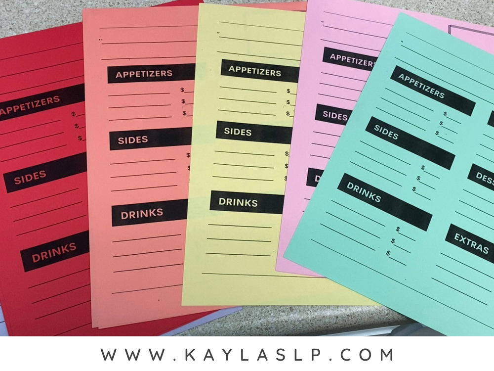 Using Menus for Mixed Groups in Speech-Language Therapy — Kayla SLP