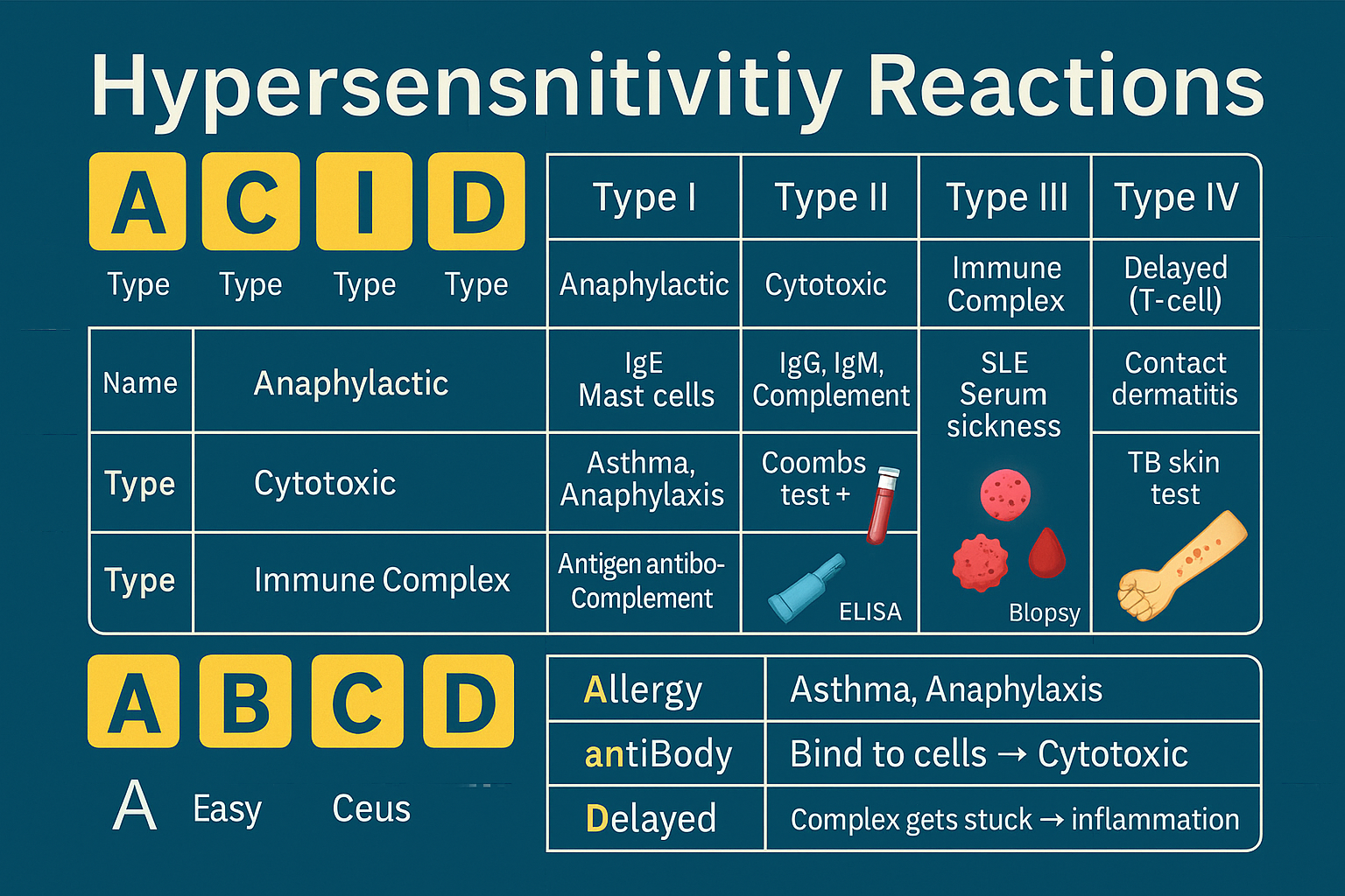 🧬 Hypersensitivity Reactions: The 4 Types, Mnemonics, and Clinical ...