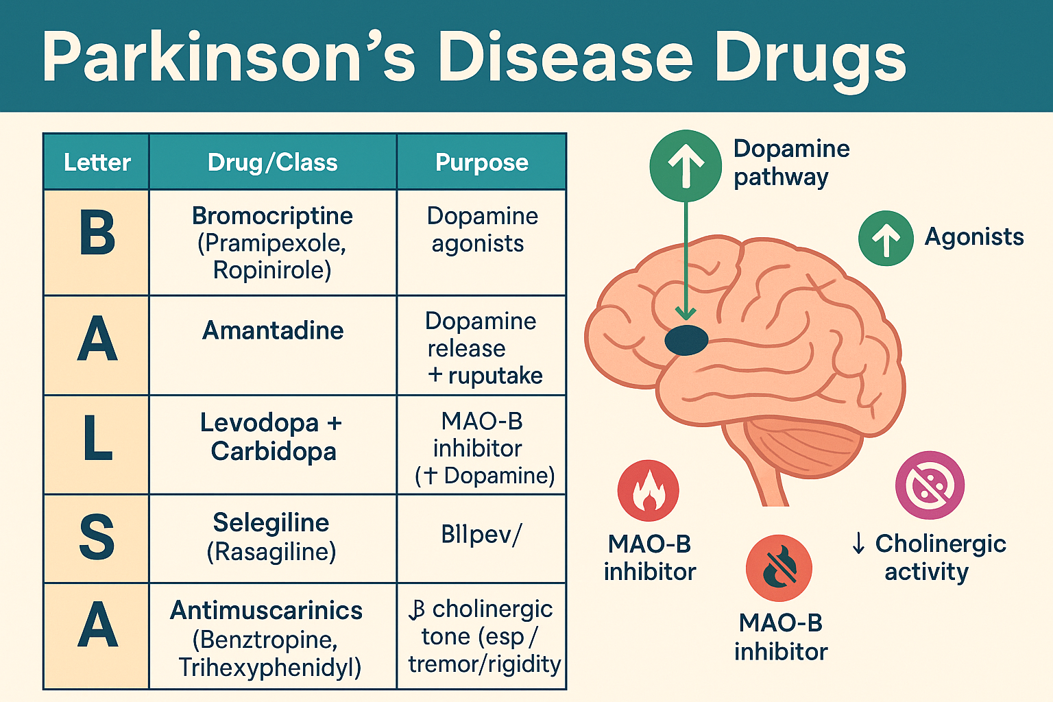 🧠 Parkinson’s Disease Drugs: Mnemonics, Mechanisms, and Step 1 Clarity ...