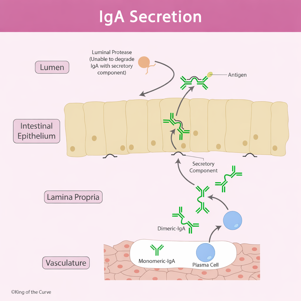🛡️ IgA Secretion: A Key Defense at Mucosal Surfaces — King of the Curve