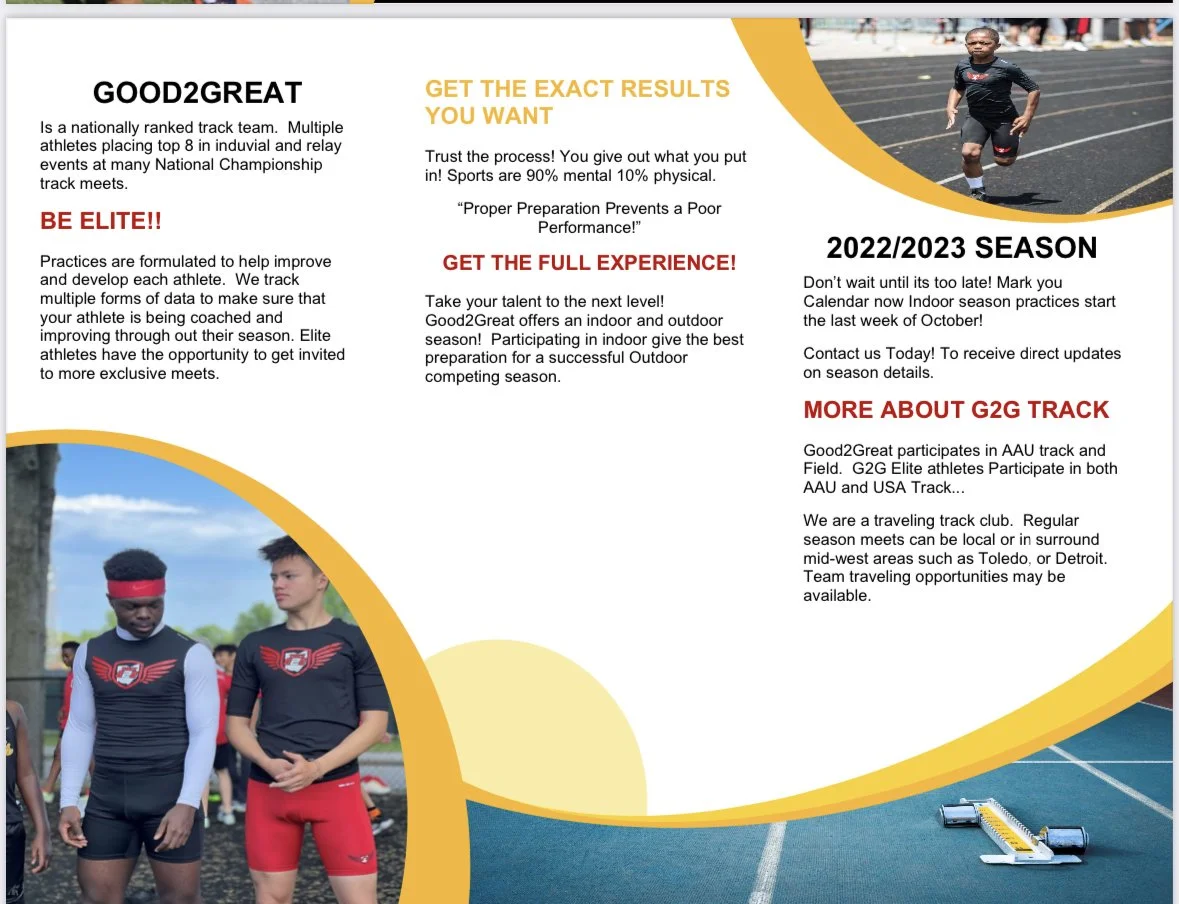 Good2Great Track — Good2Great Youth Development Inc