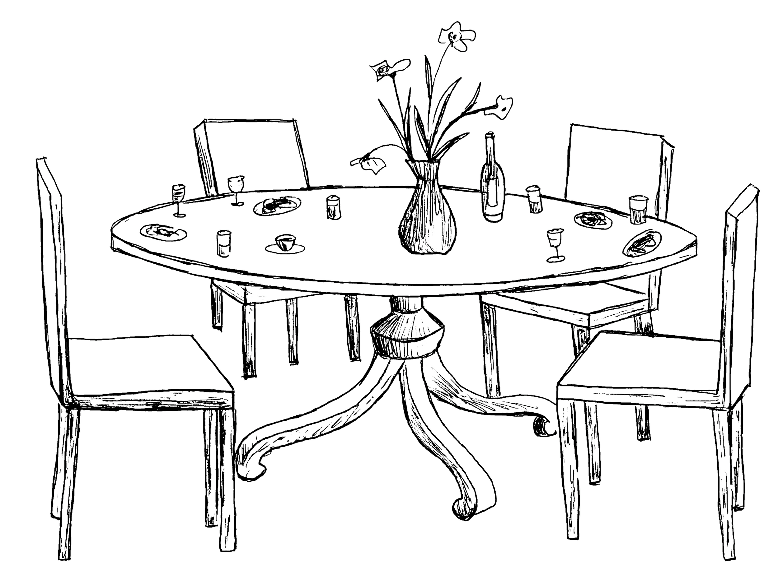 Dining Table Coloring Page