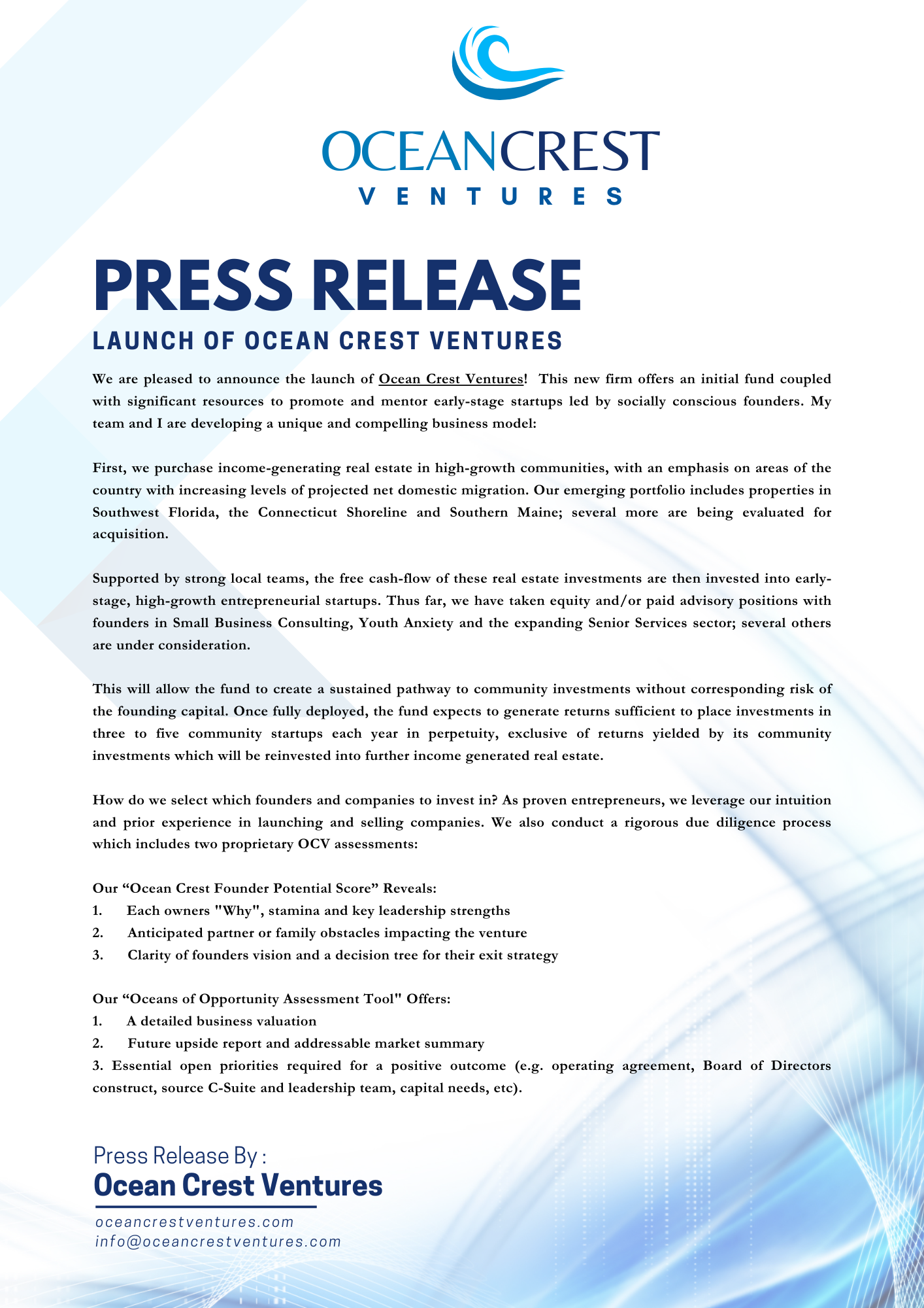 Reviews 1 — Ocean Crest Ventures