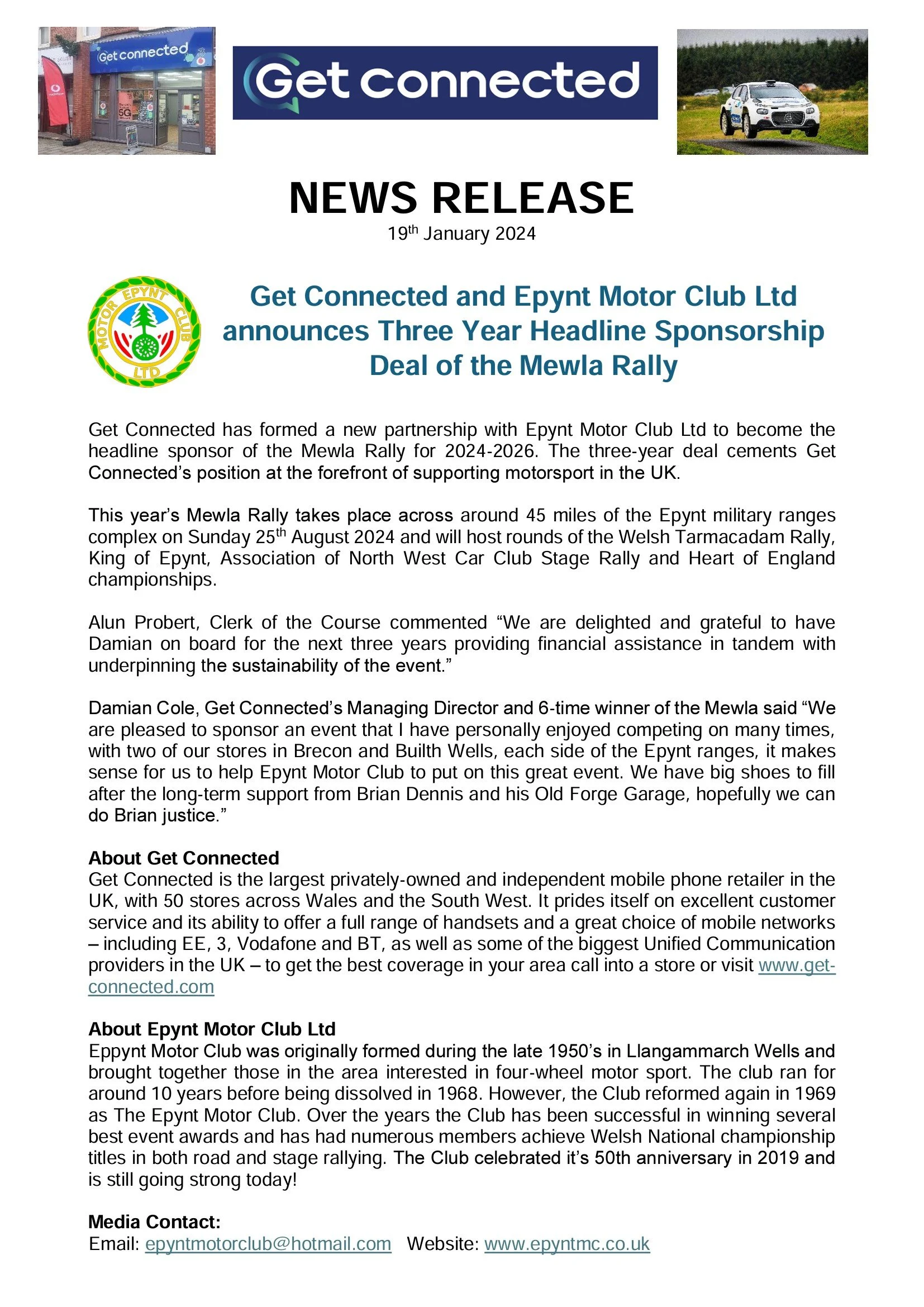 New Sponsorship Deal for the Mewla Rally 2024 — Epynt Motor Club LTD