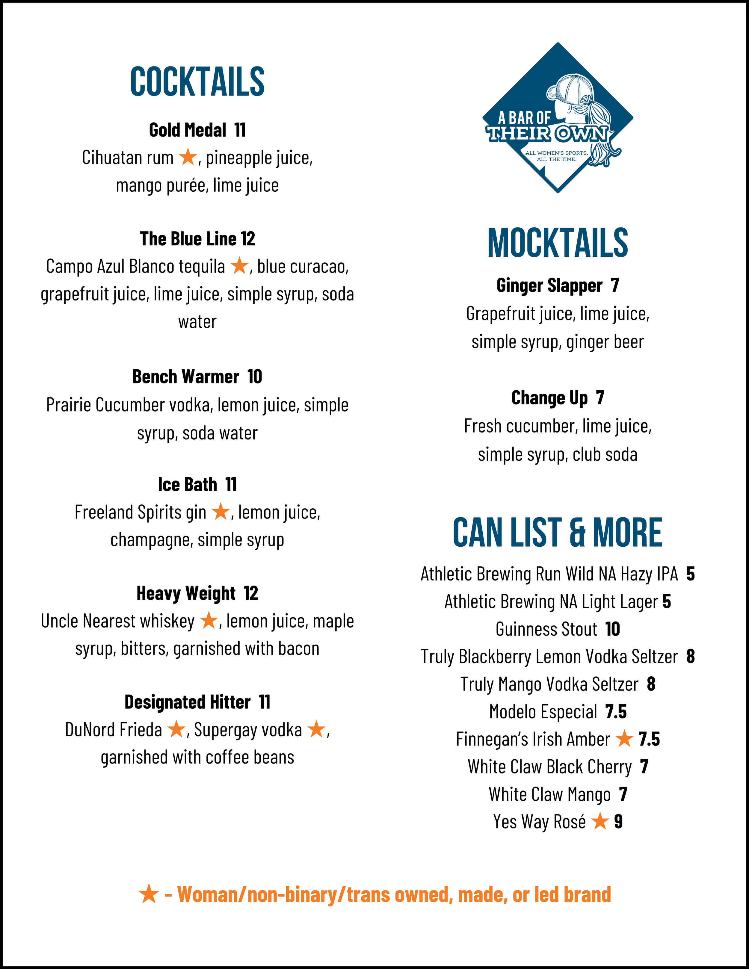 Menus — A Bar of Their Own