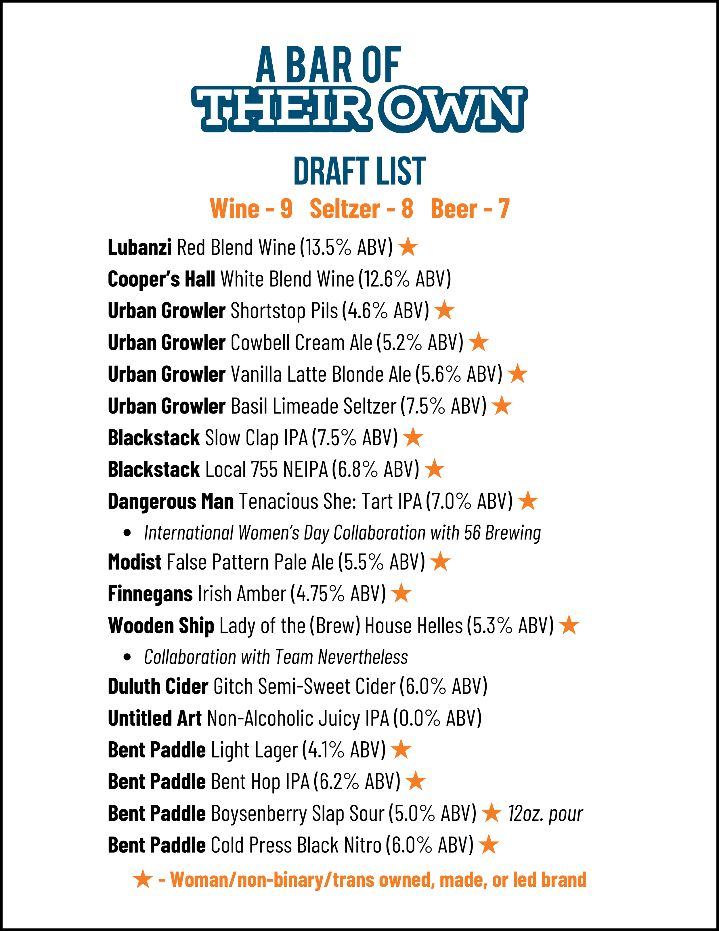 Menus — A Bar of Their Own