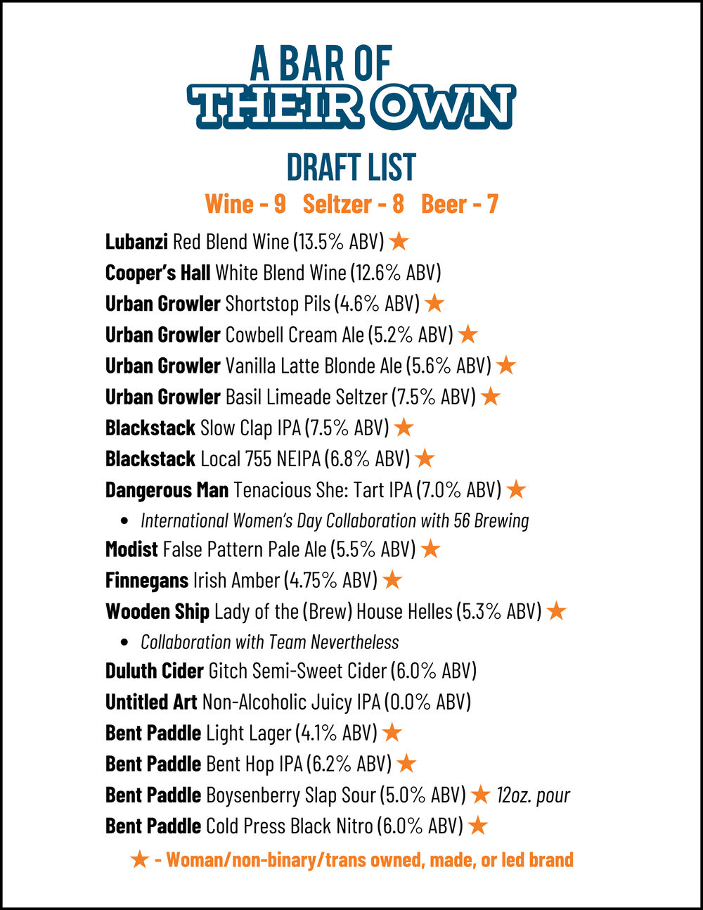 Menus — A Bar of Their Own