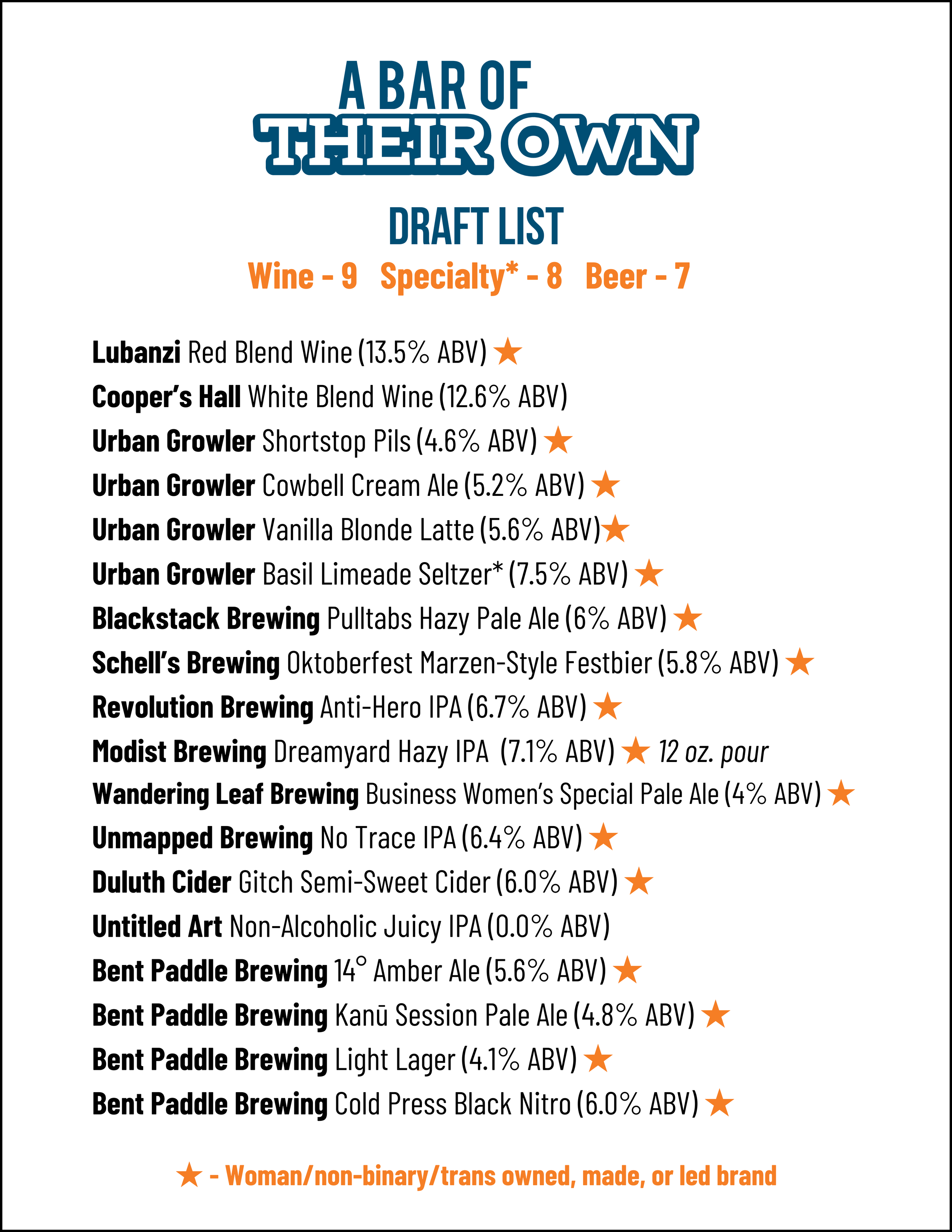 Menus — A Bar of Their Own