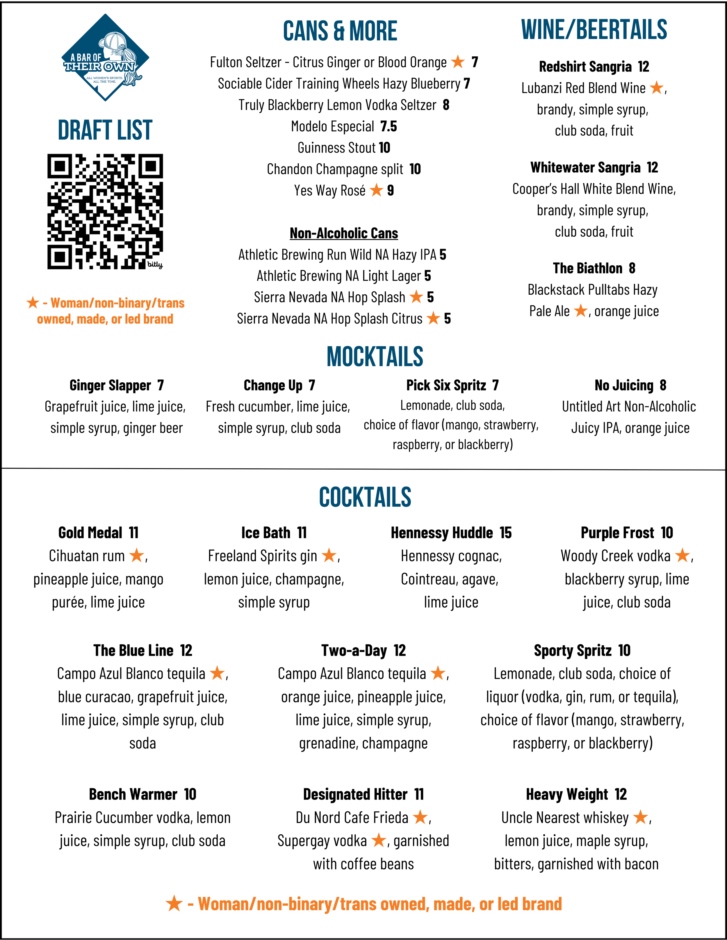 Menus — A Bar of Their Own