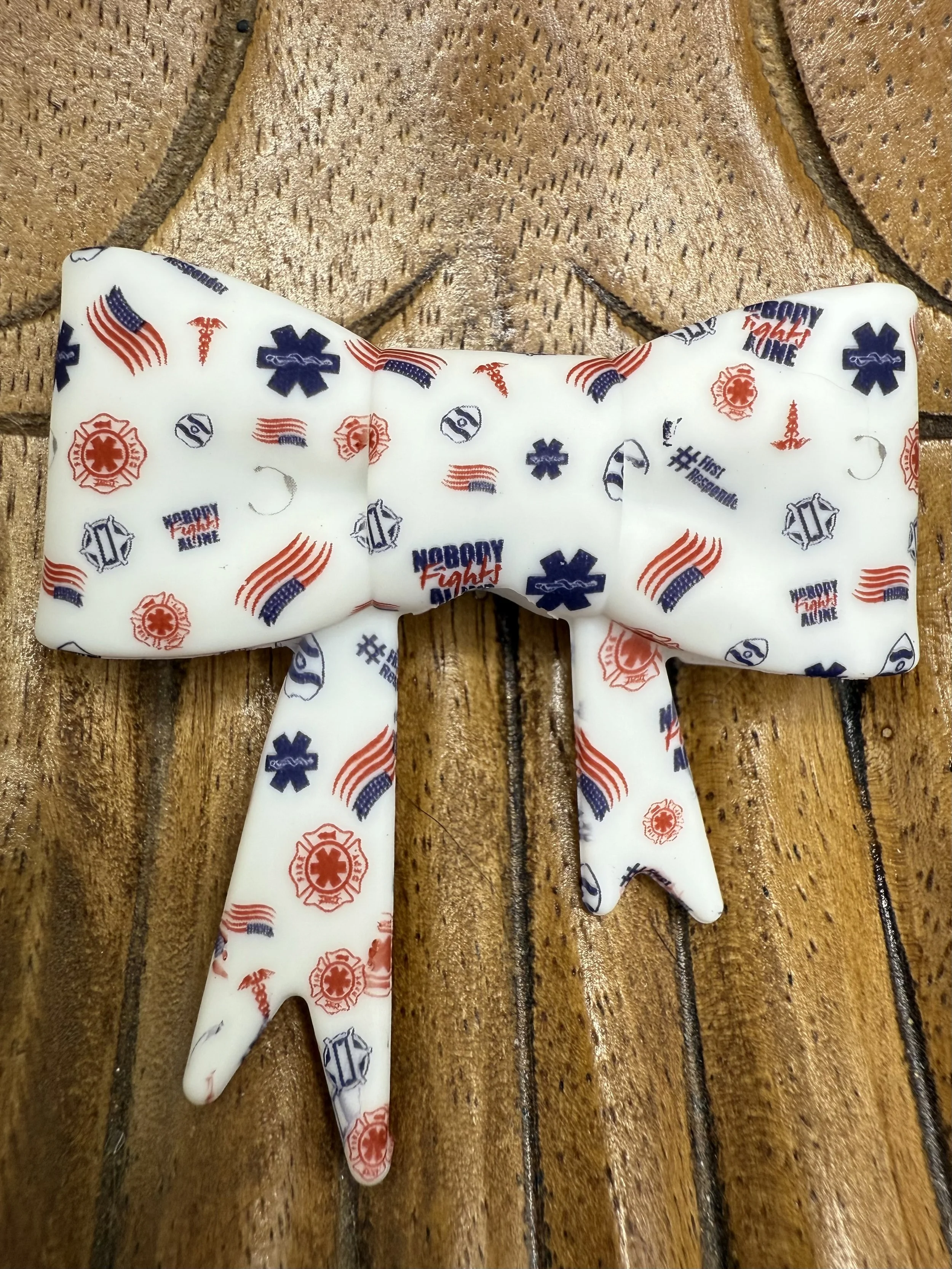 Exclusive Silicone Large First Responder Ems Print Bow Focal Bead (1 ...