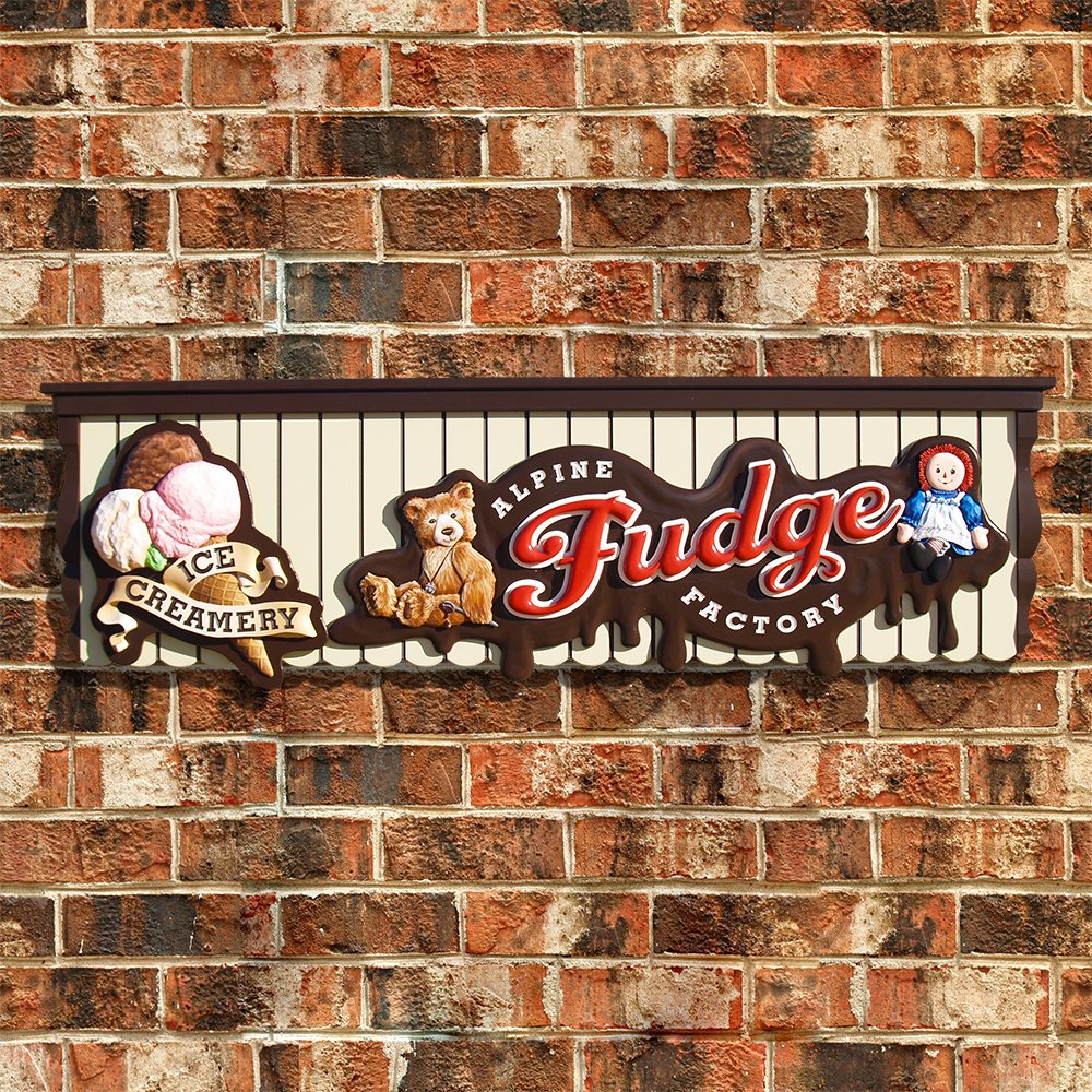 Alpine Fudge Factory Business Sign — Danthonia Designs
