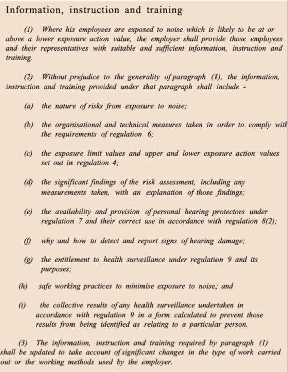 Noise safety training requirements for employees — The Noise Chap ...