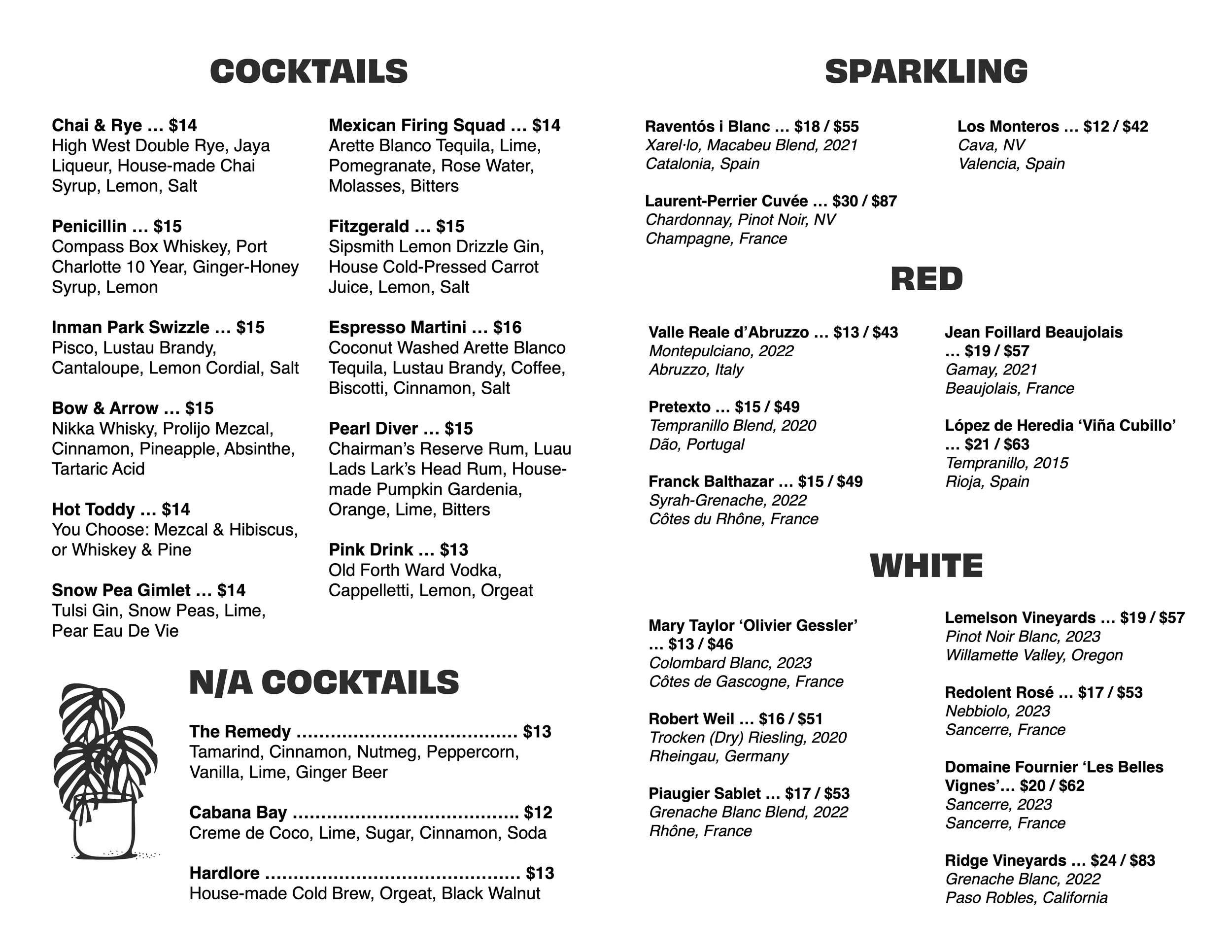 Menu — Burle's Bar