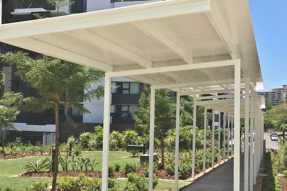 Covered Walkways — Steel Post and Rail
