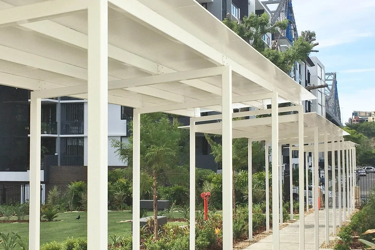 Covered Walkways — Steel Post and Rail