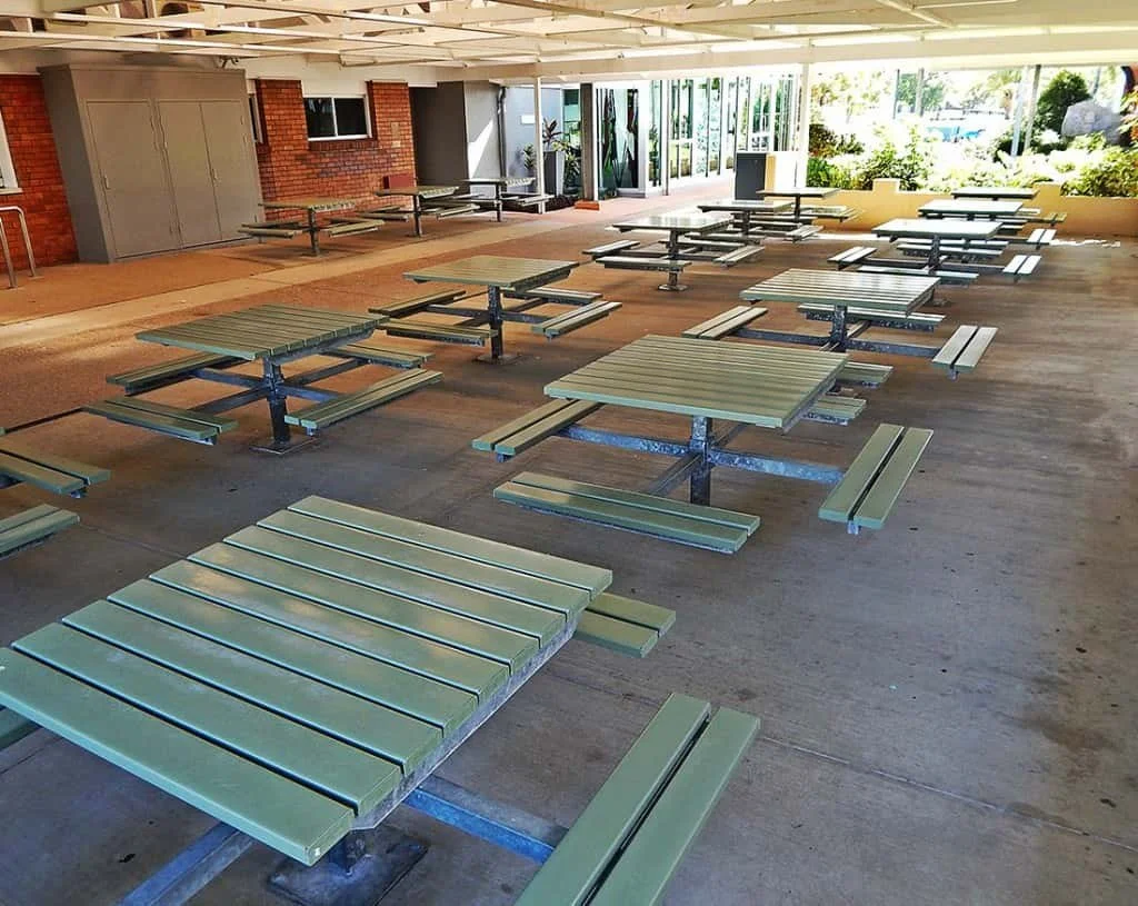 Table and Seat — Steel Post and Rail