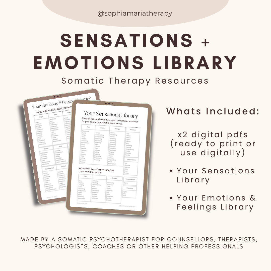 Somatic Awareness Resources: Sensations Library + Emotions Library ...