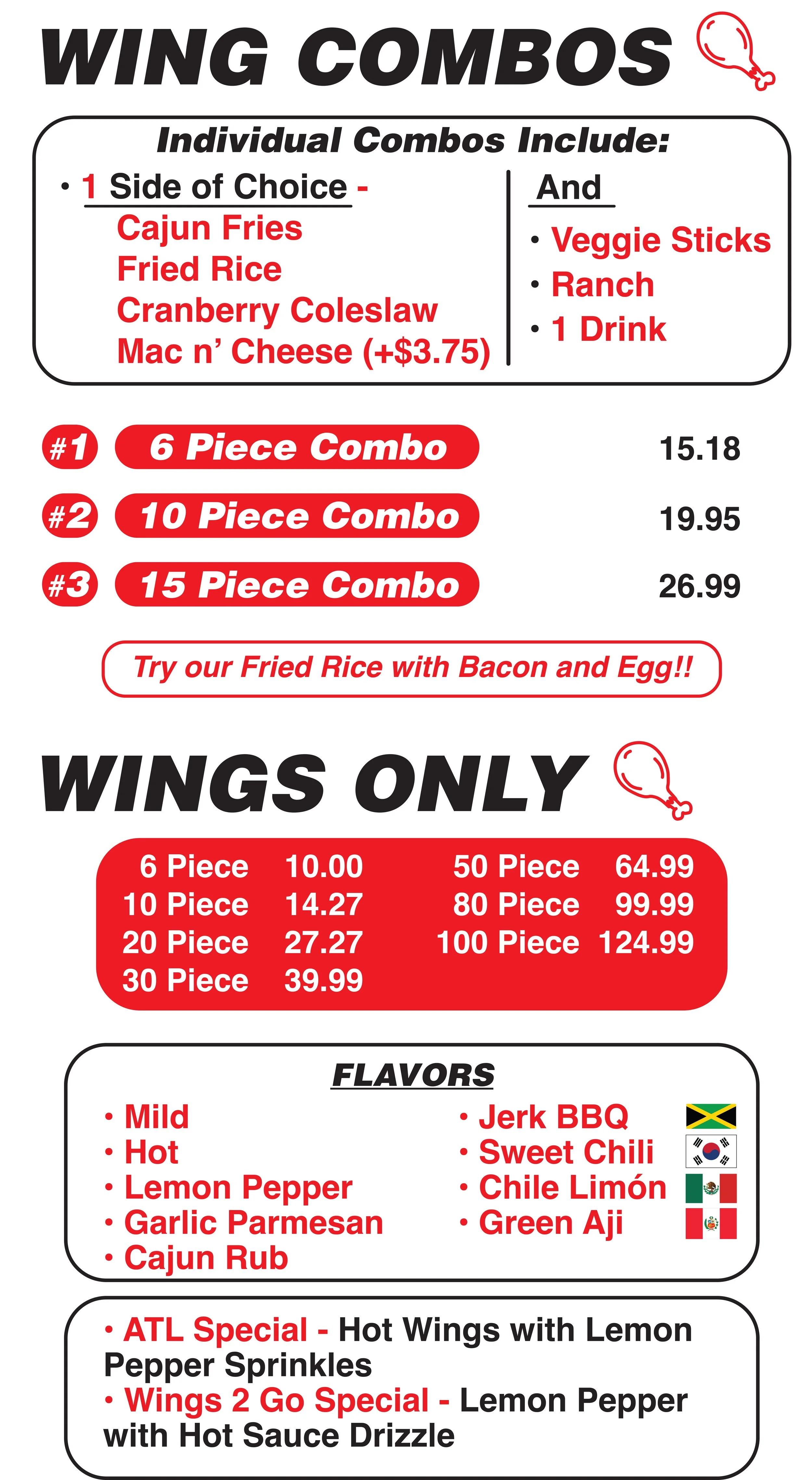 Menu — Wings 2 Go