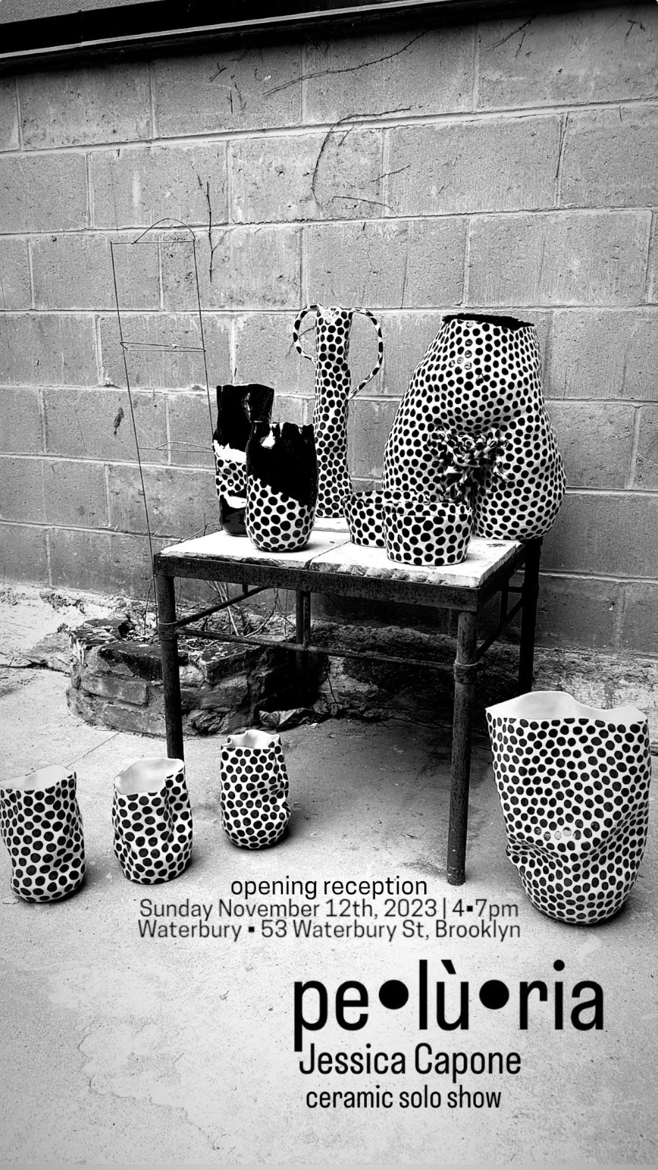 Jessica Capone ceramic solo show "Pelùria" at Waterbury Wine & Spirits ...