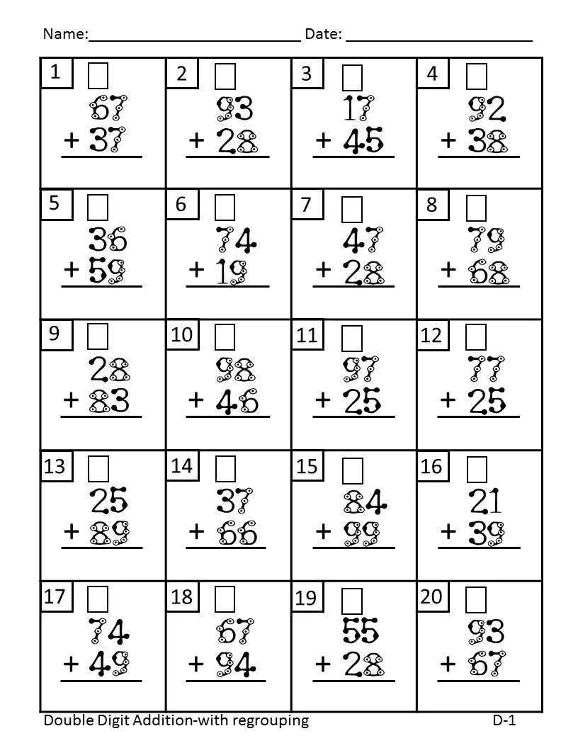Touch n Tap the Dots Math Double Digit Addition Worksheets With ...
