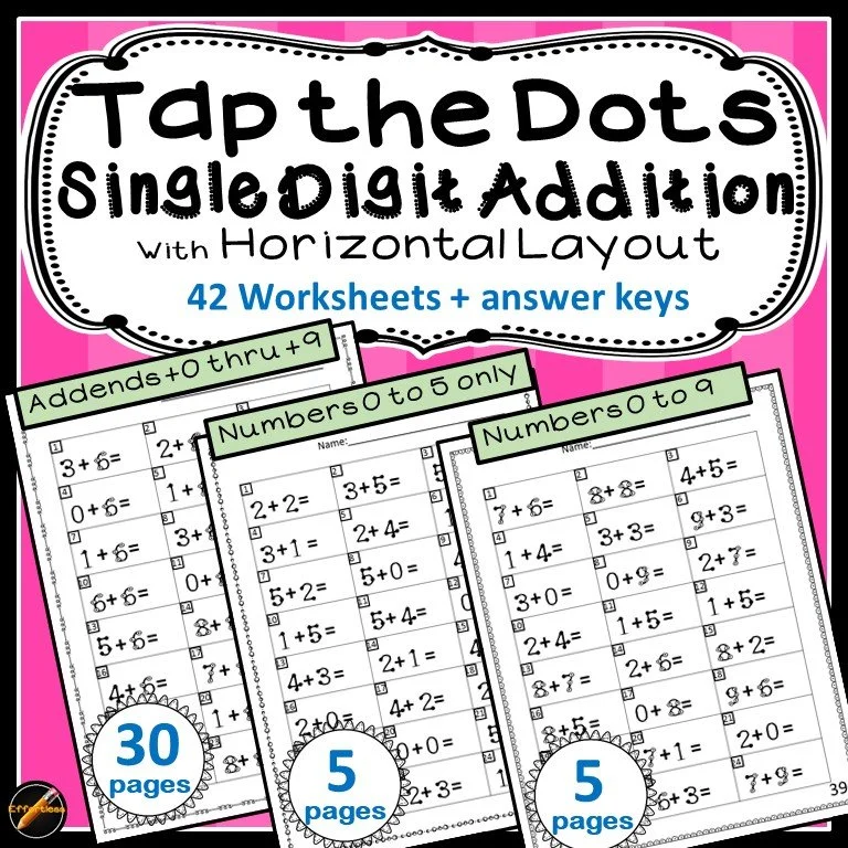 Touch / Tap the Dots Math: Single Digit Addition with Horizontal Layout ...