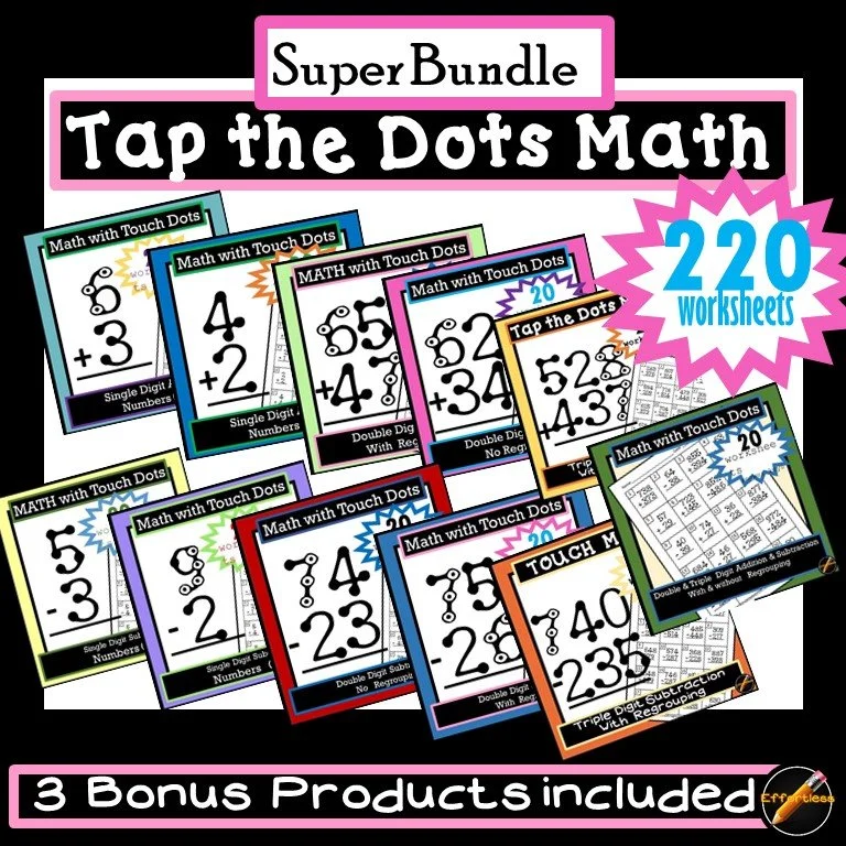 Tap the Dots Math: Addition and Subtraction Super Bundle — Effortless ...