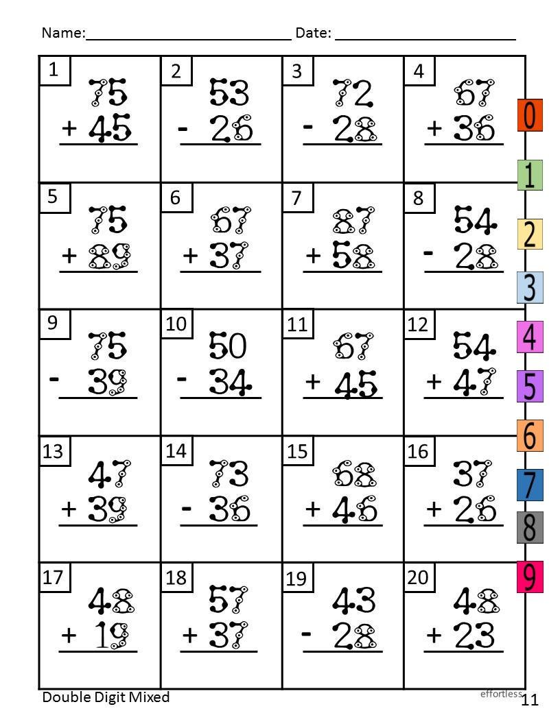 Mixed Addition and Subtraction Worksheets: Touch and Tap the Dots Math ...