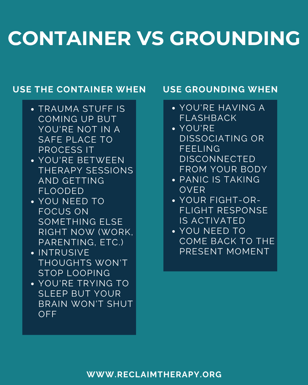 Grounding Exercises vs Container Exercises in Trauma Therapy