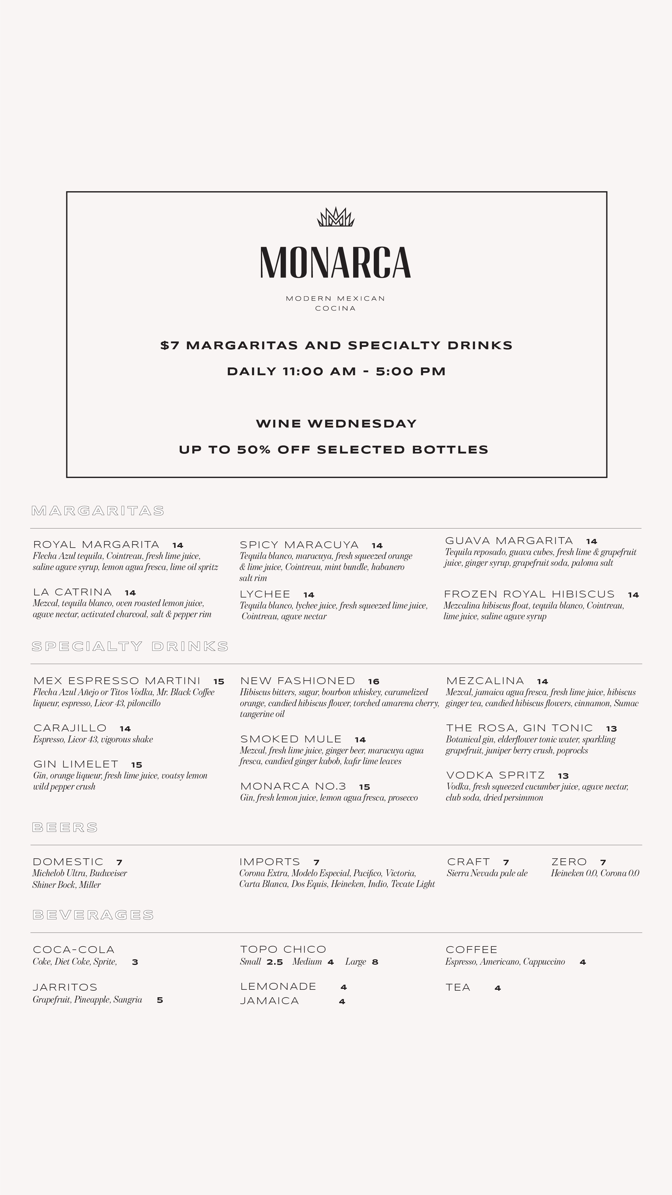 Menu — Monarca Restaurante