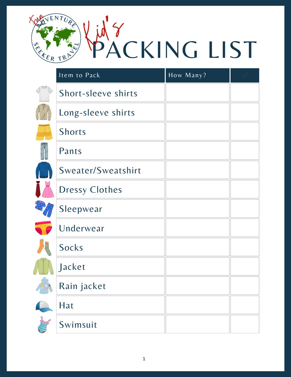Kid’s Packing List — Funventure Seeker Travel