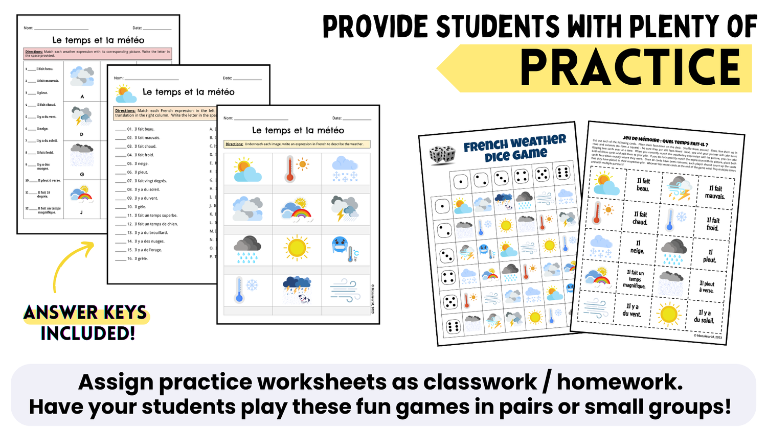 French, Spanish, and Italian Weather, Days of the Week, Seasons, Months ...