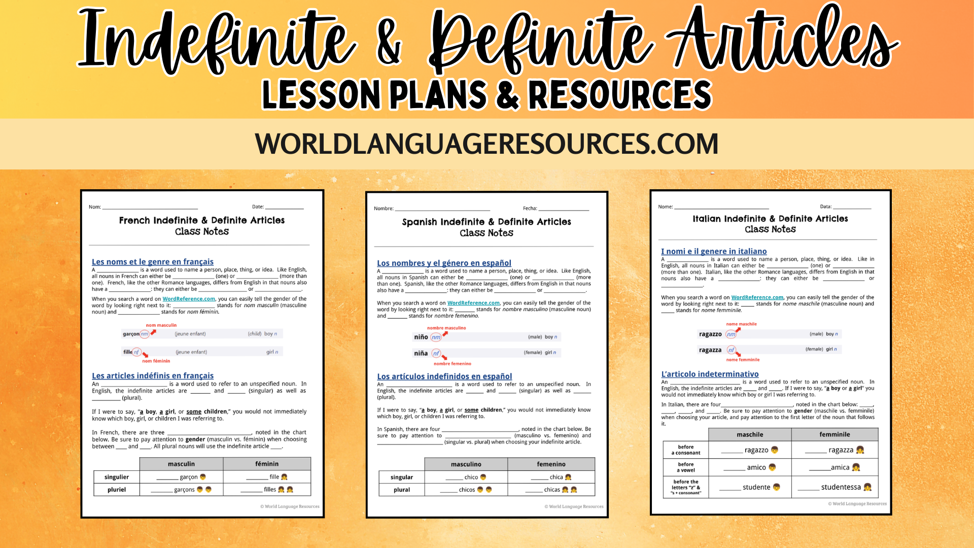 The Singular Definite Articles In Spanish Are