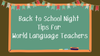 Back to School Night Tips for World Language Teachers — World Language ...