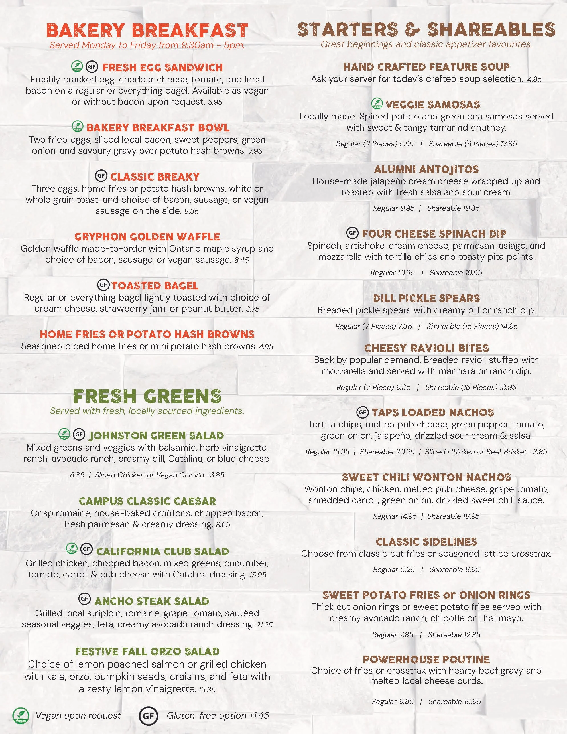 Menu — Brass Taps