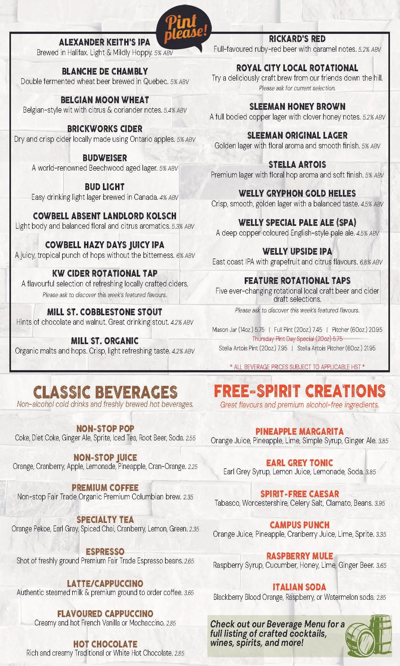 Menu — Brass Taps