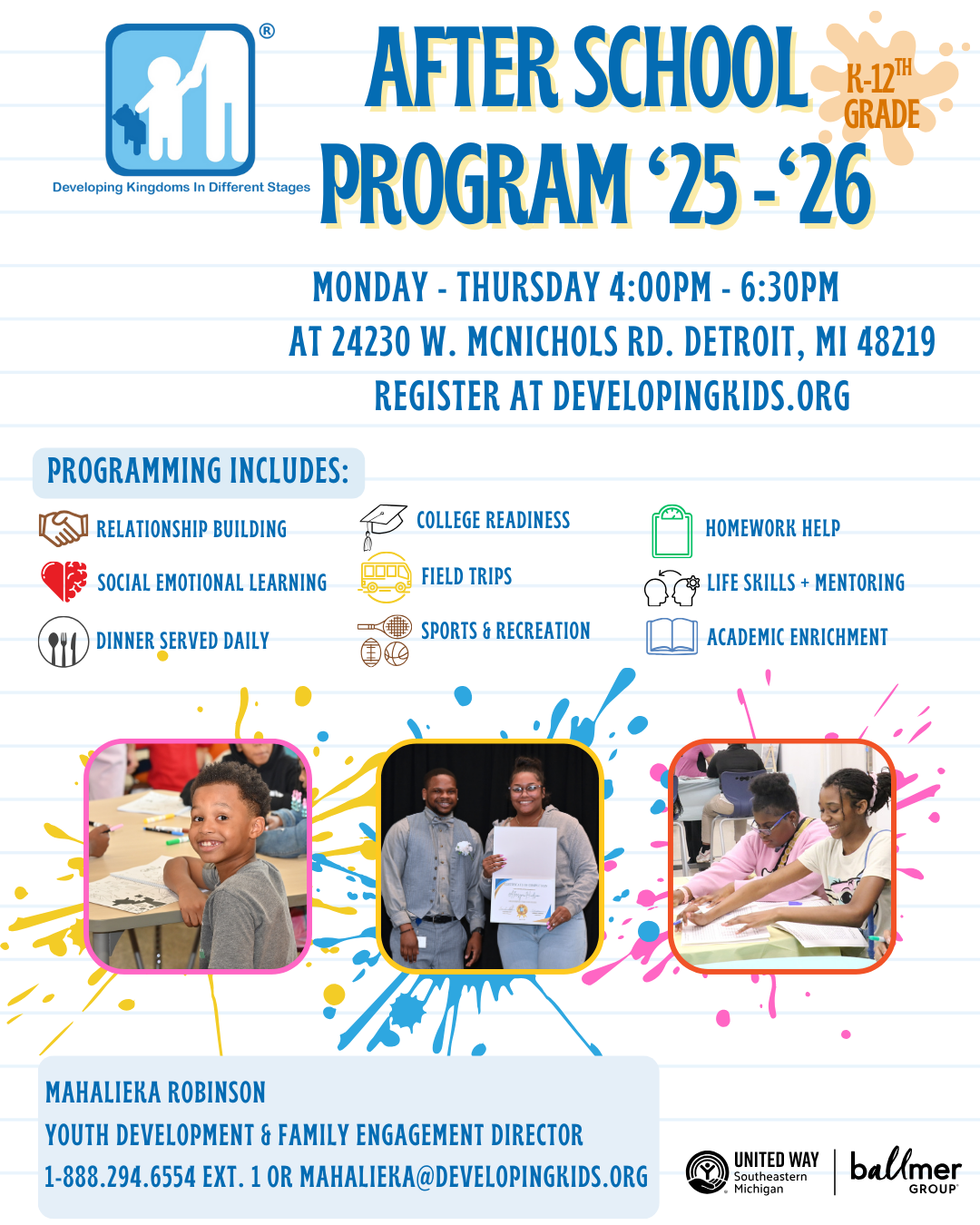 Free after school programs Detroit - Developing K.I.D.S — Developing K ...