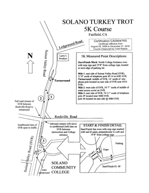 Course Map and Safety — Solano Turkey Trot