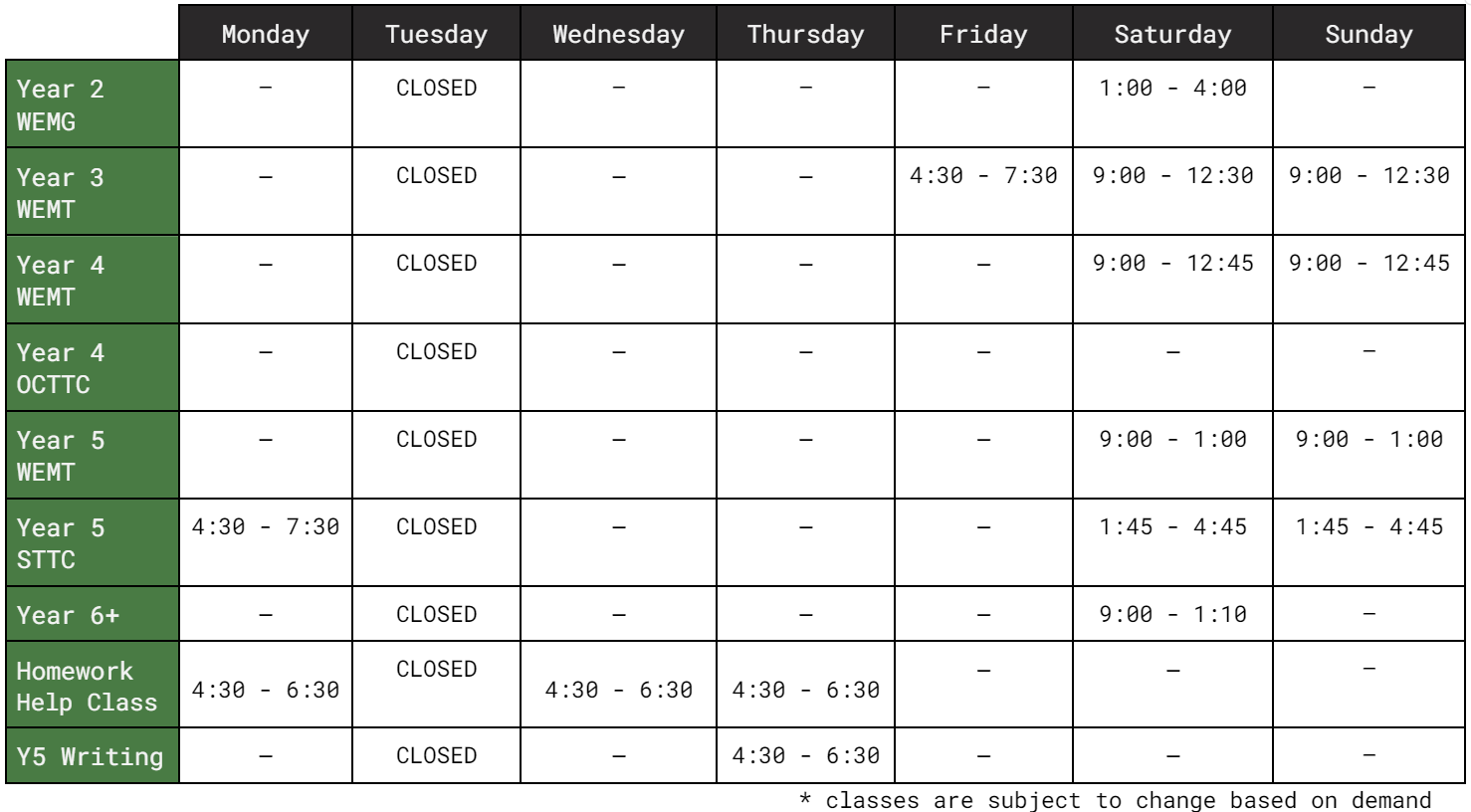 Timetable — Pre-Uni New College Fairfield