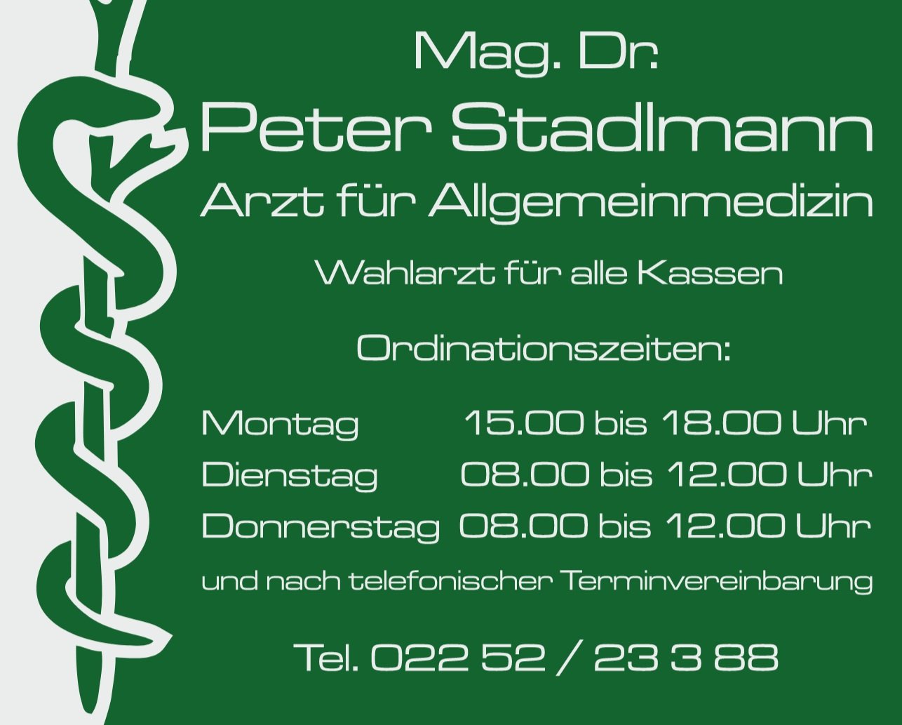 Kontakt — Ordination Dr. Peter Stadlmann