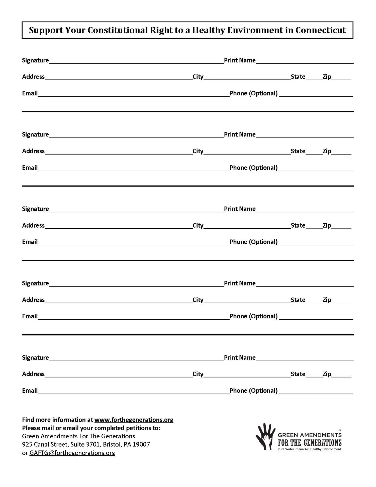 Printable Petition For Your Community — CTERA